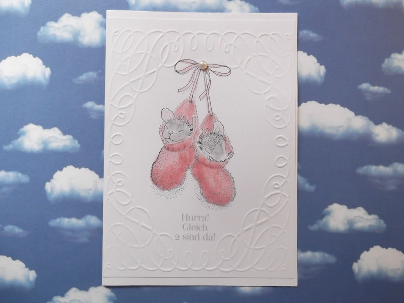 Karte zur Geburt von Zwillingen / Mädchen & Junge - Etsy.de