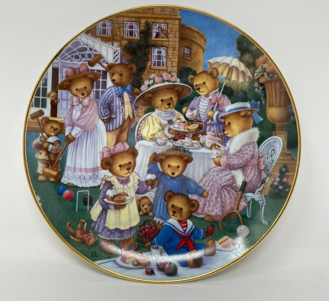 Franklin Mint Teddy Bear Tea Party Plate Carol Lawson - Etsy