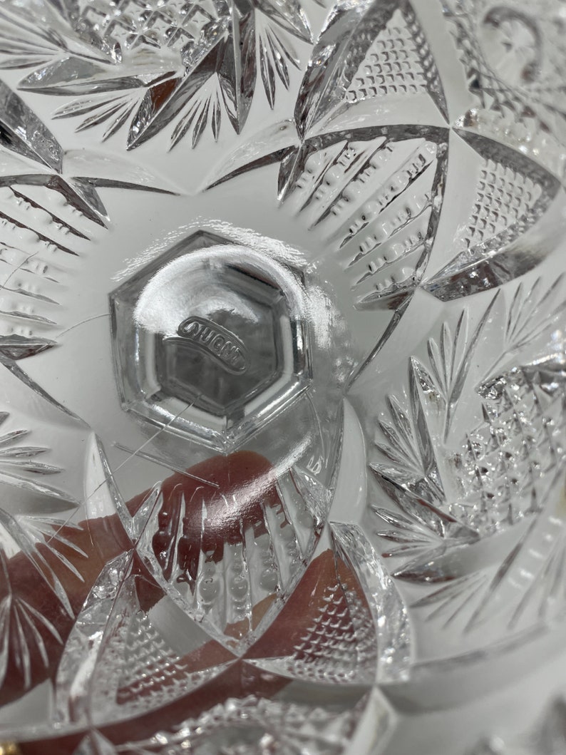 Vintage Imperial Nucut Style Clear Pressed Crystal Glass Compote 6 ...