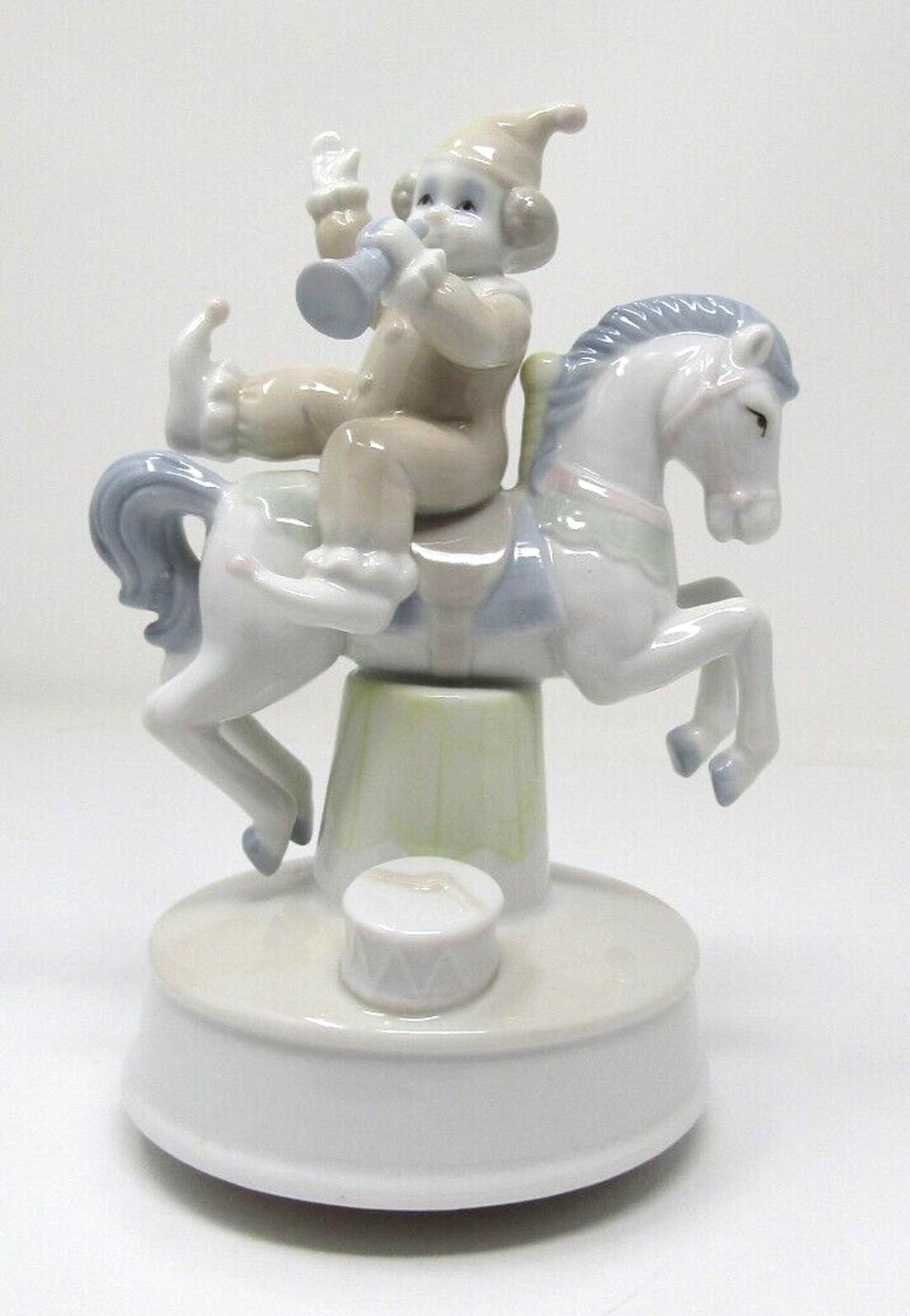 Arnart by Erick Stauffer Porcelain Clown on Horse W/ Horn Musical 1986 ...
