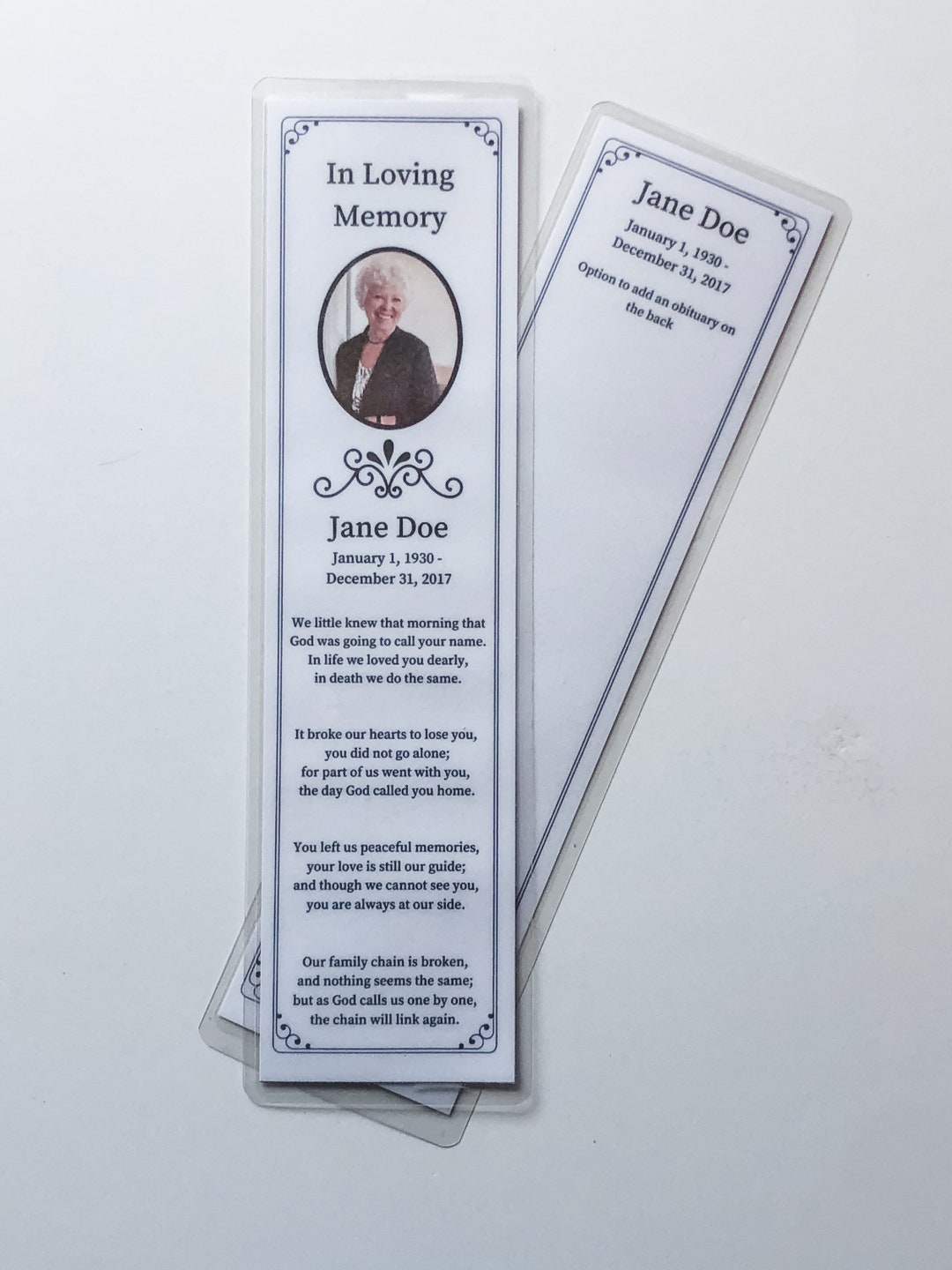 Memorial Bookmark Card Funeral Card Bookmark Set of 5, 10, 20, 30 or 50 ...
