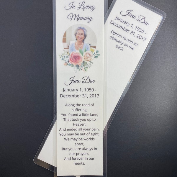Funeral Memorial Bookmark - Etsy