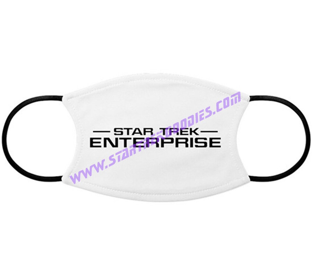 FACE MASK Star Trek: Enterprise Black TITLE on White With Two Carbon ...