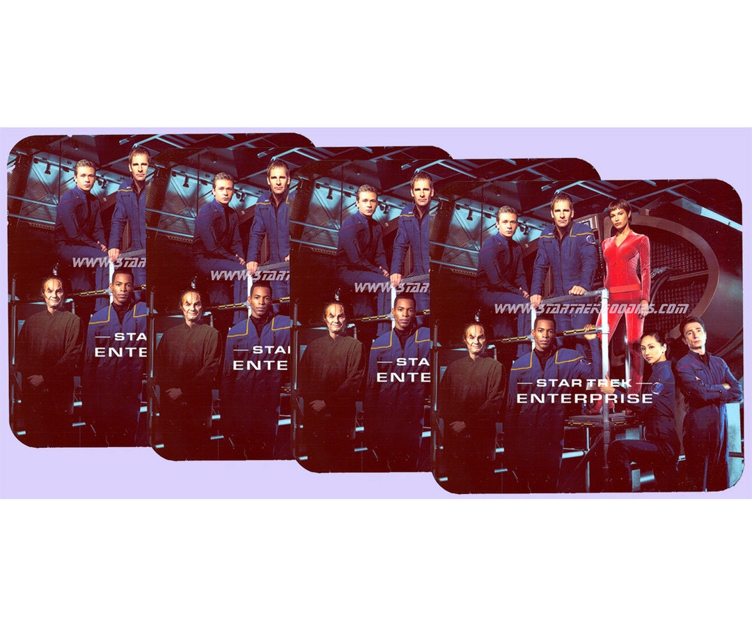 Photo COASTERS Set of FOUR Star Trek: Enterprise Crew in Engineering ...