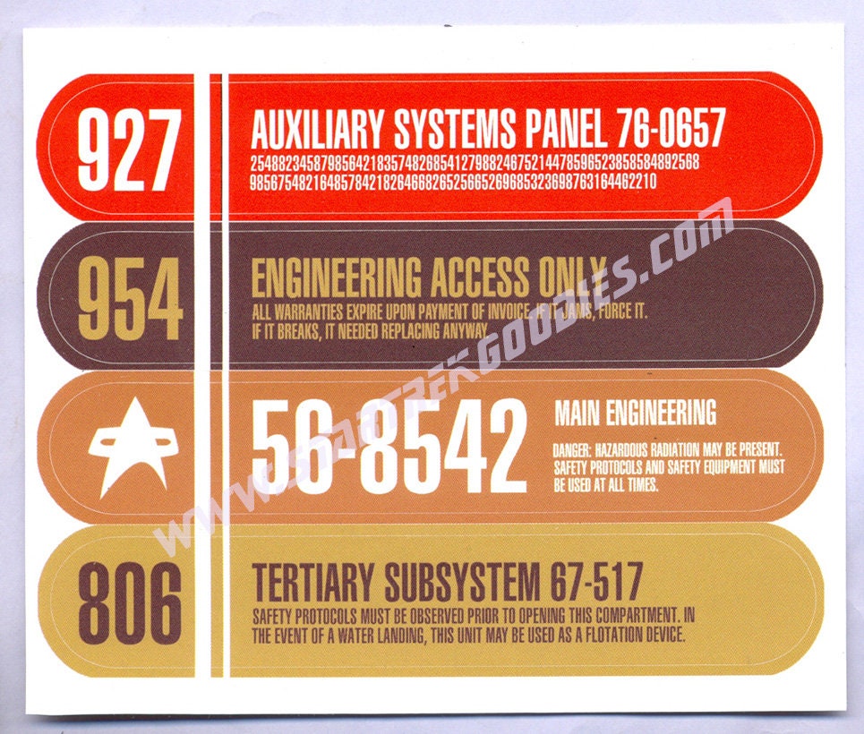 Four 5" PROP REPLICA STICKERS Star Trek: the Next Generation Lot #6! - Etsy