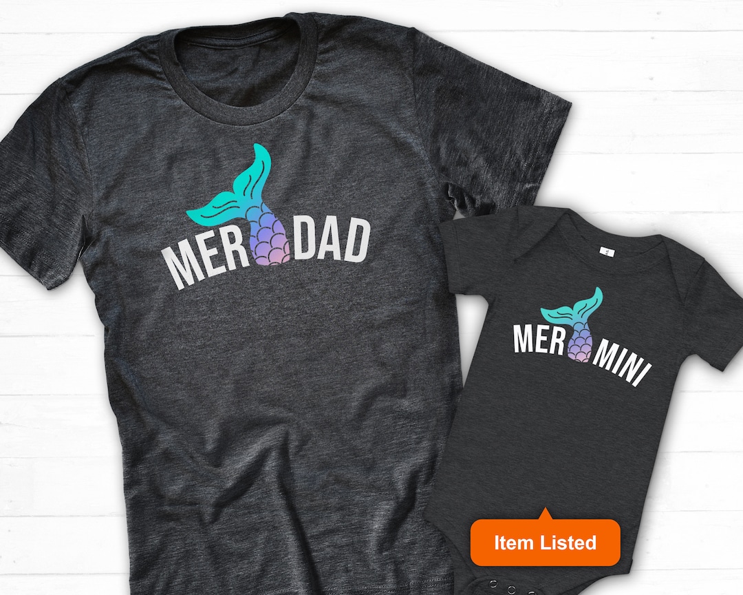 Mermini, Family Mermaid Shirts, Matching Dad and Baby, Merdad Mermini ...