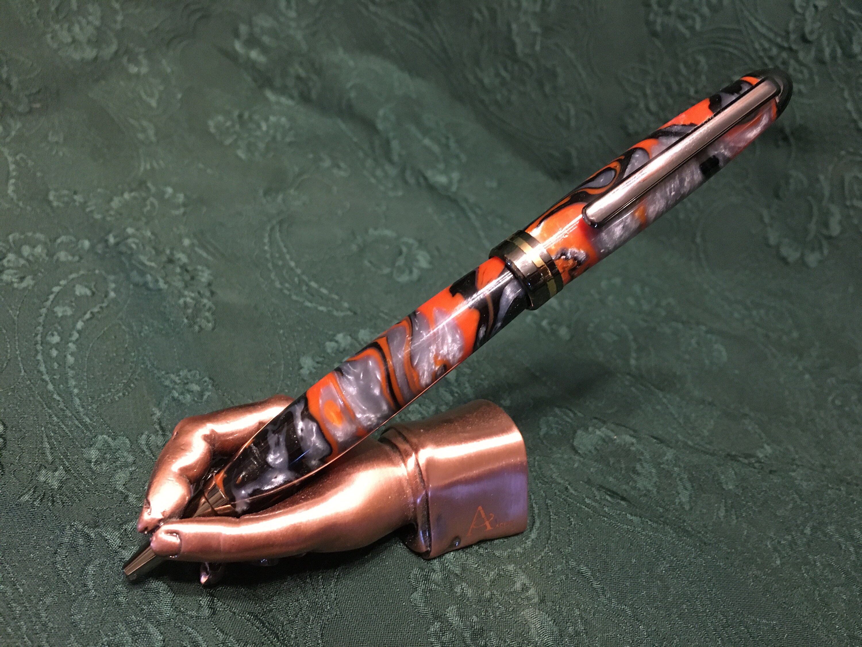 Stylo design en acrylique/polyester en métal et orange vif - Etsy France