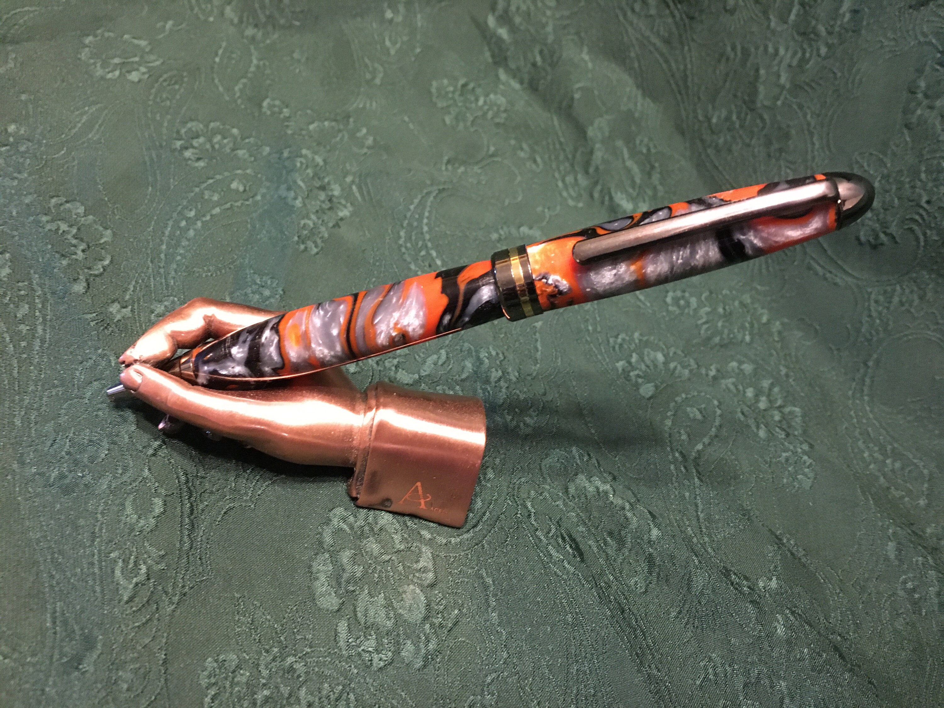 Stylo design en acrylique/polyester en métal et orange vif - Etsy France