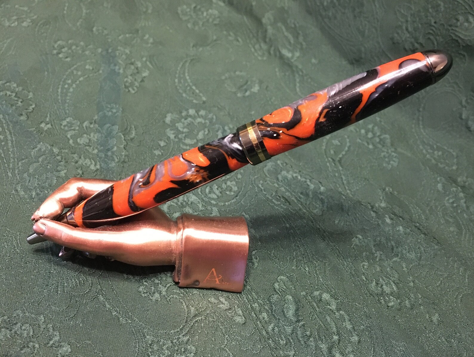 Stylo design en acrylique/polyester en métal et orange vif - Etsy France