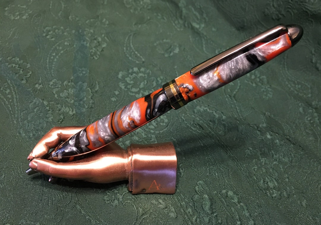 Stylo design en acrylique/polyester en métal et orange vif - Etsy France