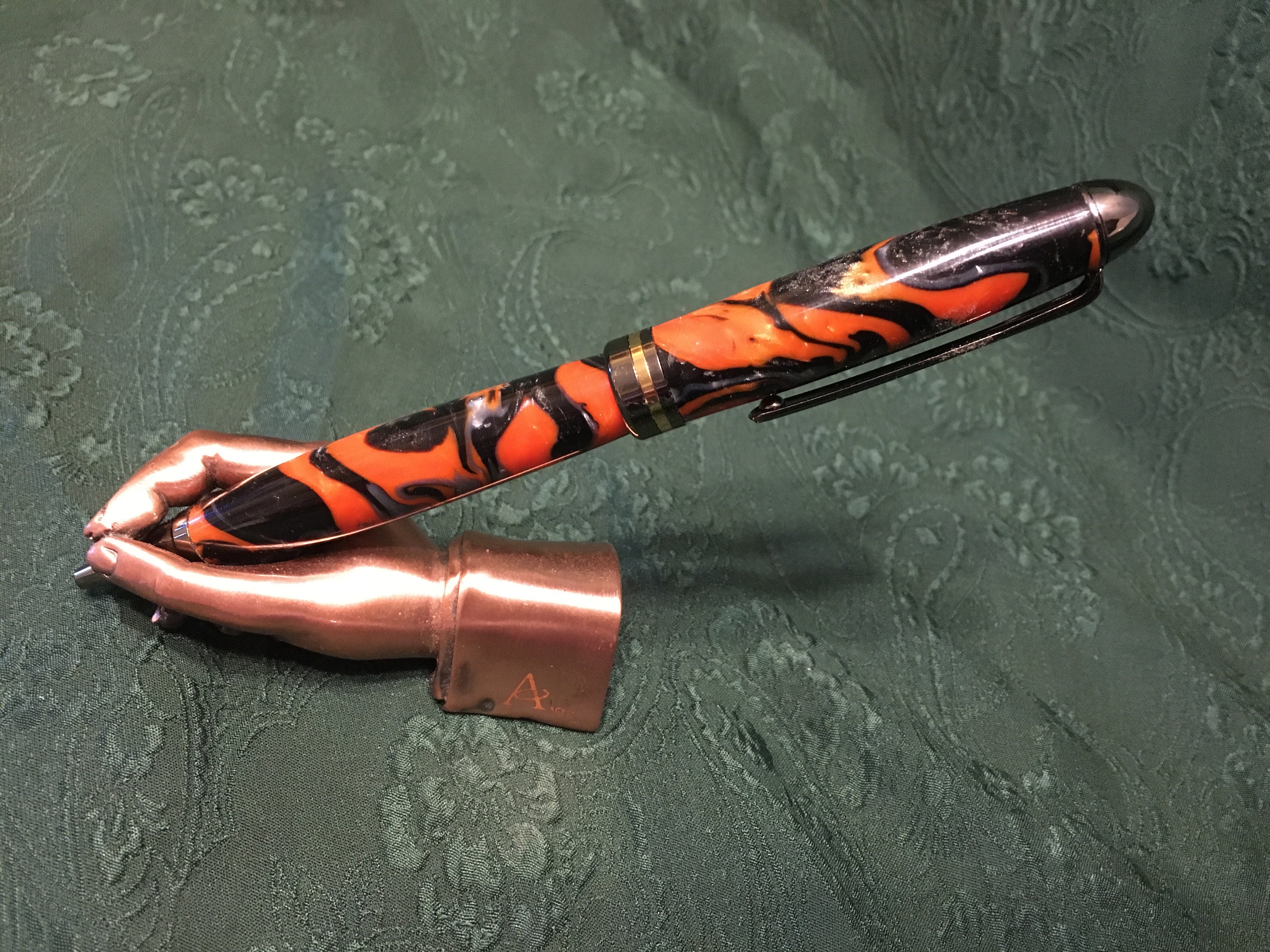 Stylo design en acrylique/polyester en métal et orange vif - Etsy France