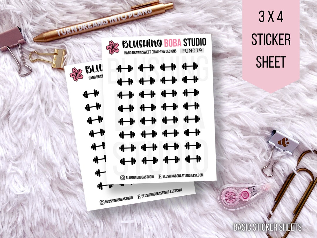 Fitness Dumbbell Icon Sticker Sheet Wellness Exercise Gym Stickers ...