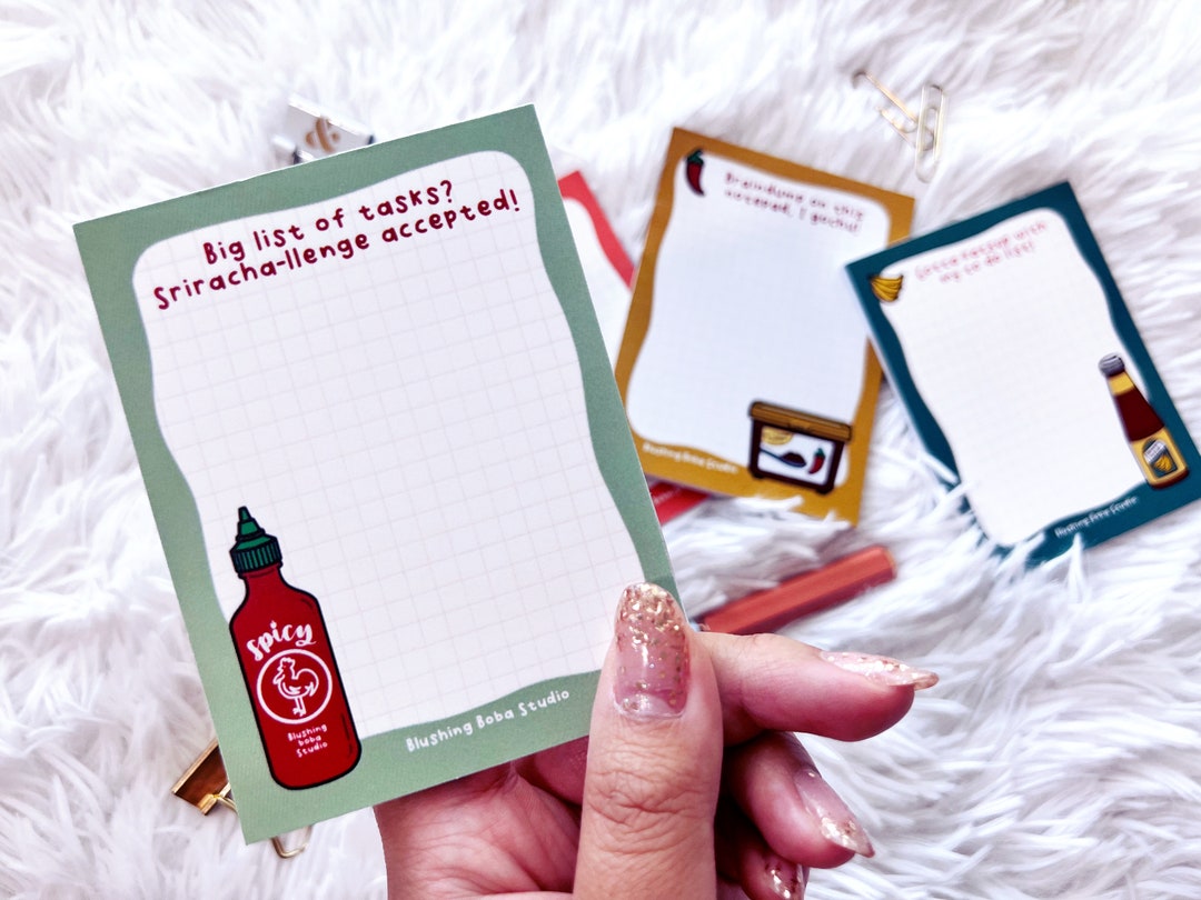 Asian Food Puns Notepad to Do List | Sriracha Puns Foodie Gifts | Asian ...