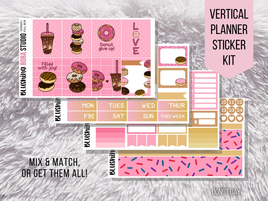 Donut Day Weekly VERTICAL Planner Sticker Kit | Donut Stickers ...