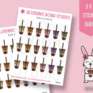 Boba Planner Deco Stickers Bubble Tea Sticker Sheet for Journaling Milk ...