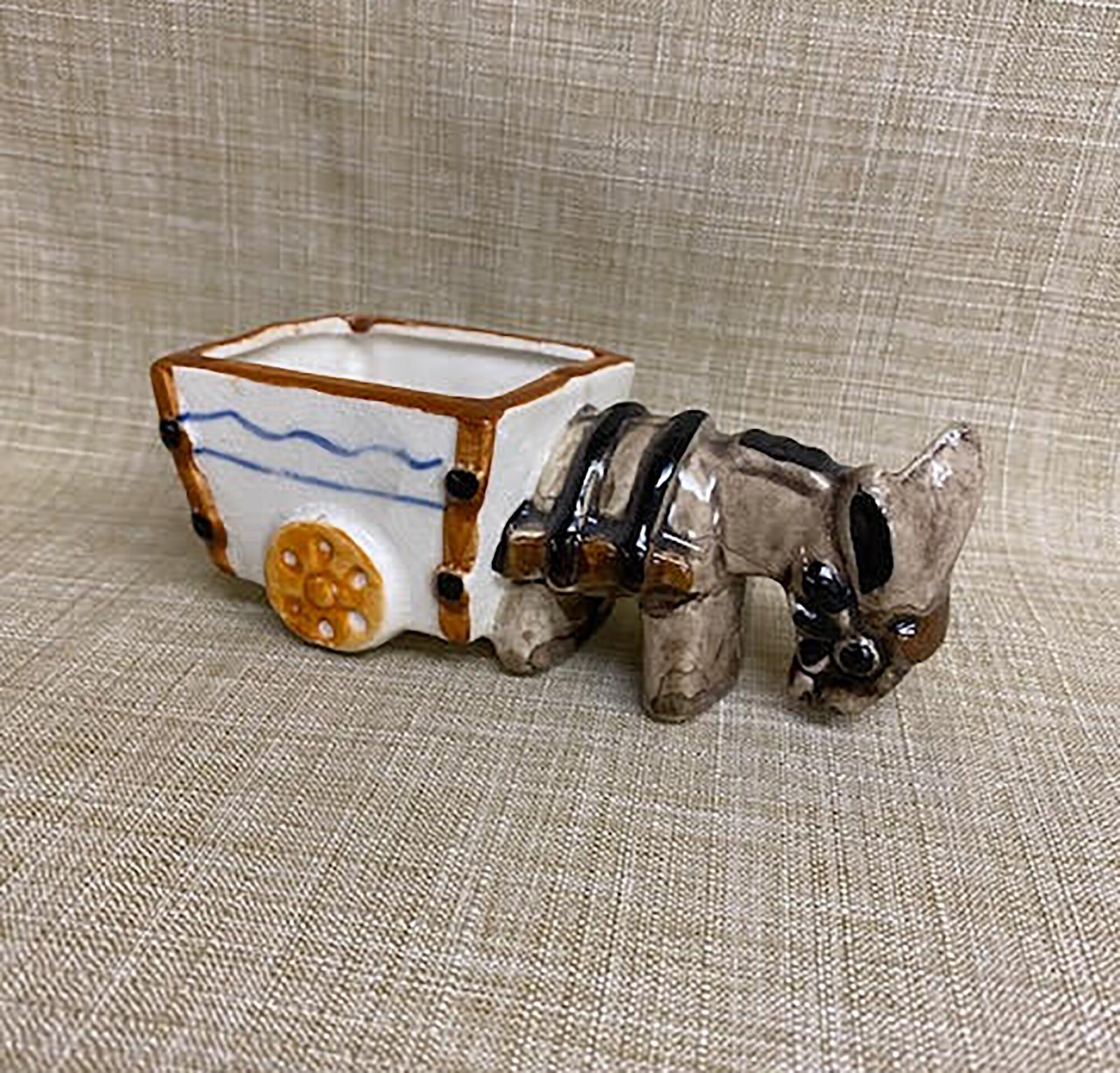 Small Vintage Donkey & Cart Blue Line Design | Etsy