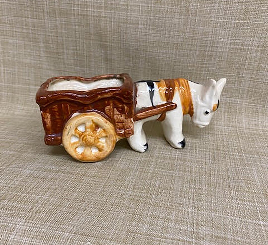 Small Vintage Donkey Pulling Cart Planter - "made in Occupied Japan" - Etsy