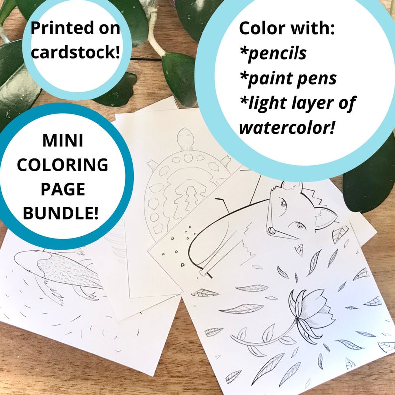 PRINTED Mini Coloring Page Bundle Mailed to You - Etsy