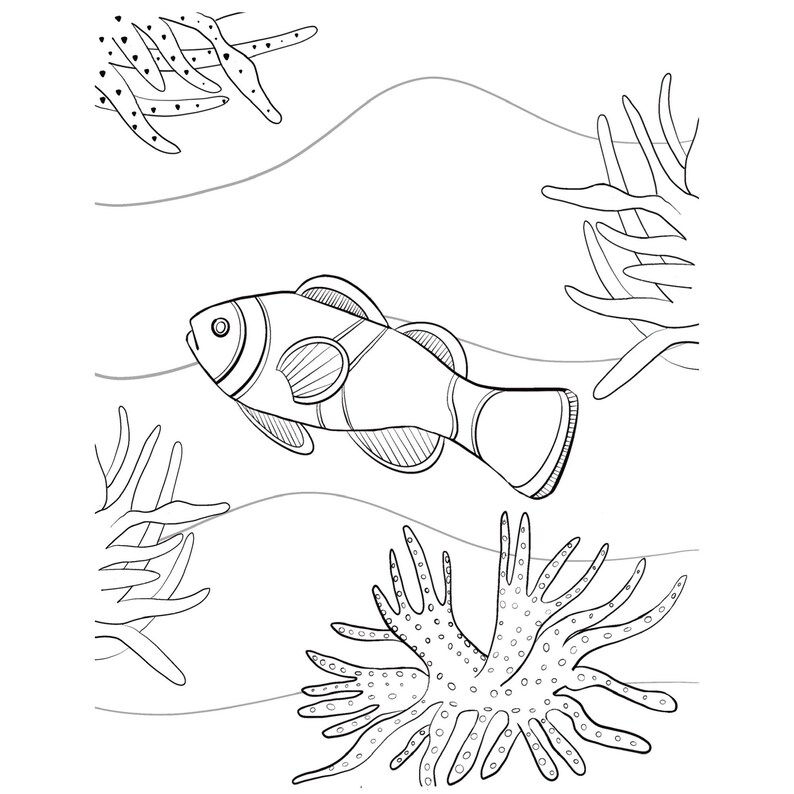 Buy Summer Coloring Page Fish Under the Sea Online in India - Etsy