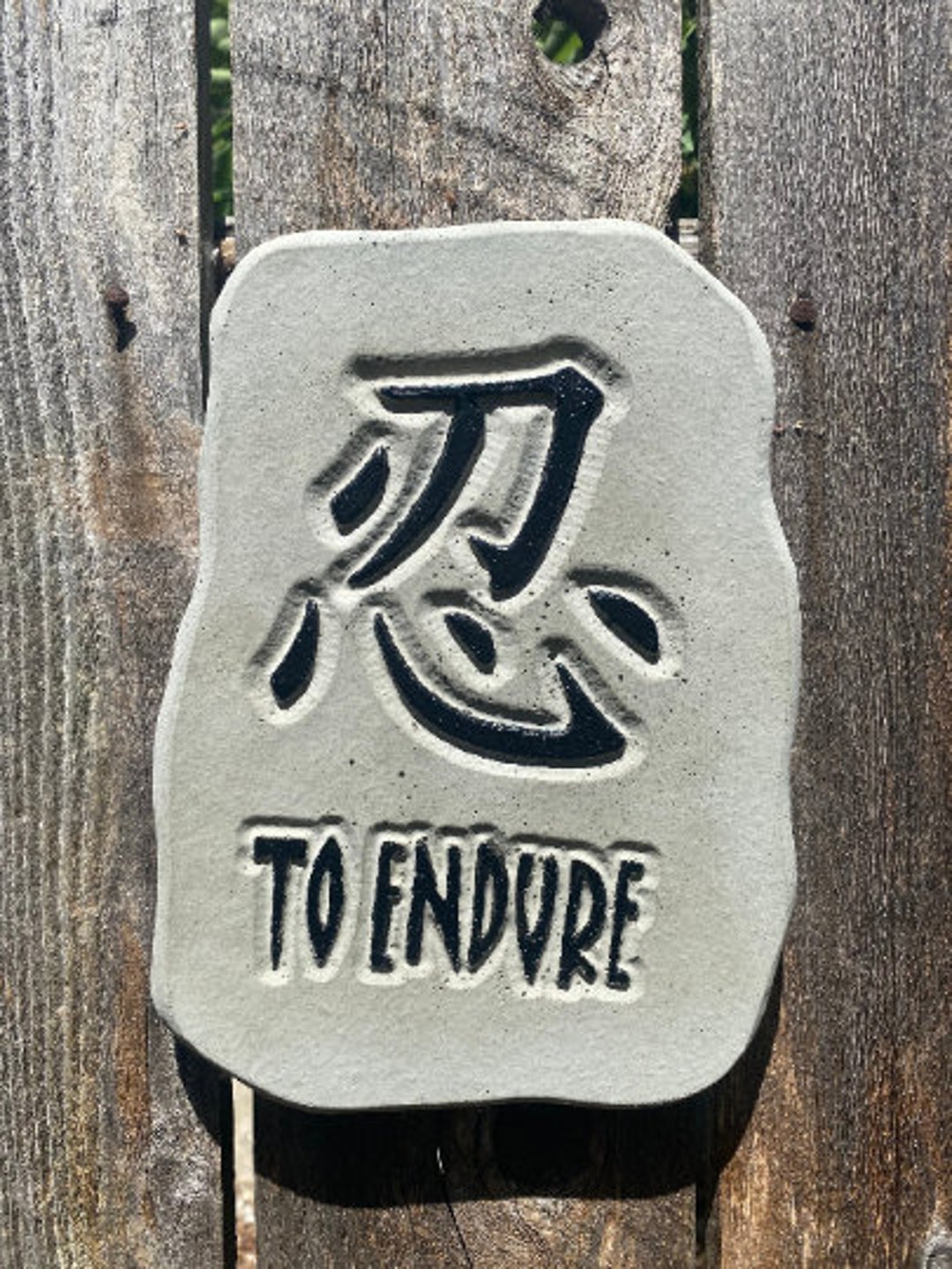 To Endure Symbol, garden plaque, 10 x 7 x 3/4, concrete décor, stepping ...