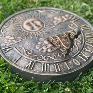 Sun & Cloud Sundial, Concrete Sundial, 10”across X1.5”thick, Garden Sundial, Garden Sculpture ...
