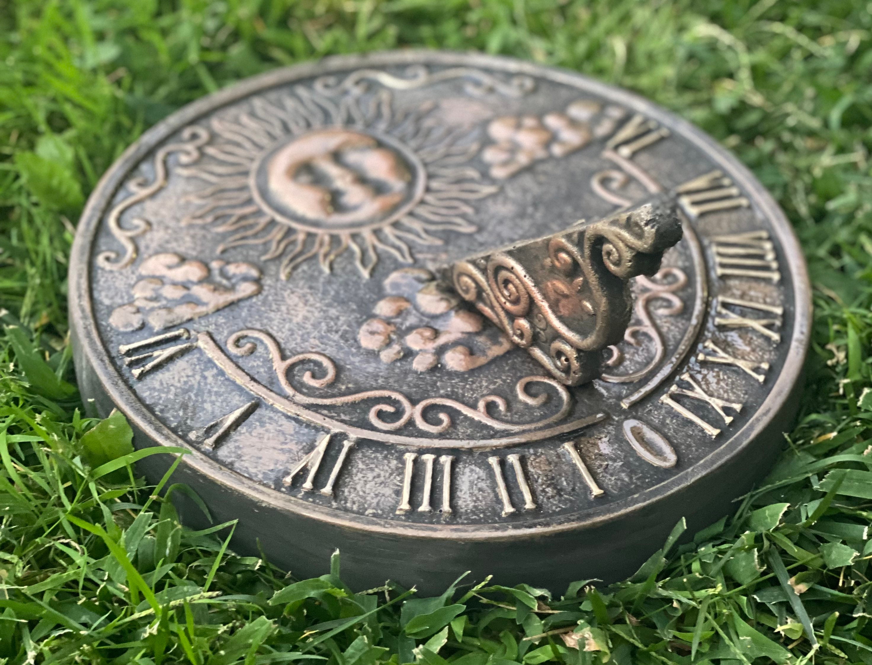 Sun & Cloud Sundial, Concrete Sundial, 10”across X1.5”thick, Garden ...