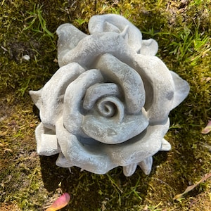 Concrete Rose Flower Statue, 6"x2", Cement Garden Statue, Handmade ...
