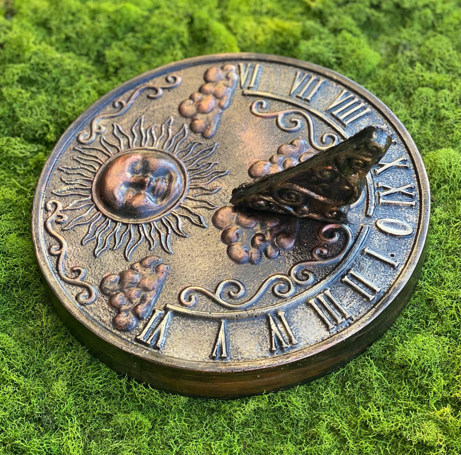 Sun & Cloud Sundial, Concrete Sundial, 10”across X1.5”thick, Garden ...