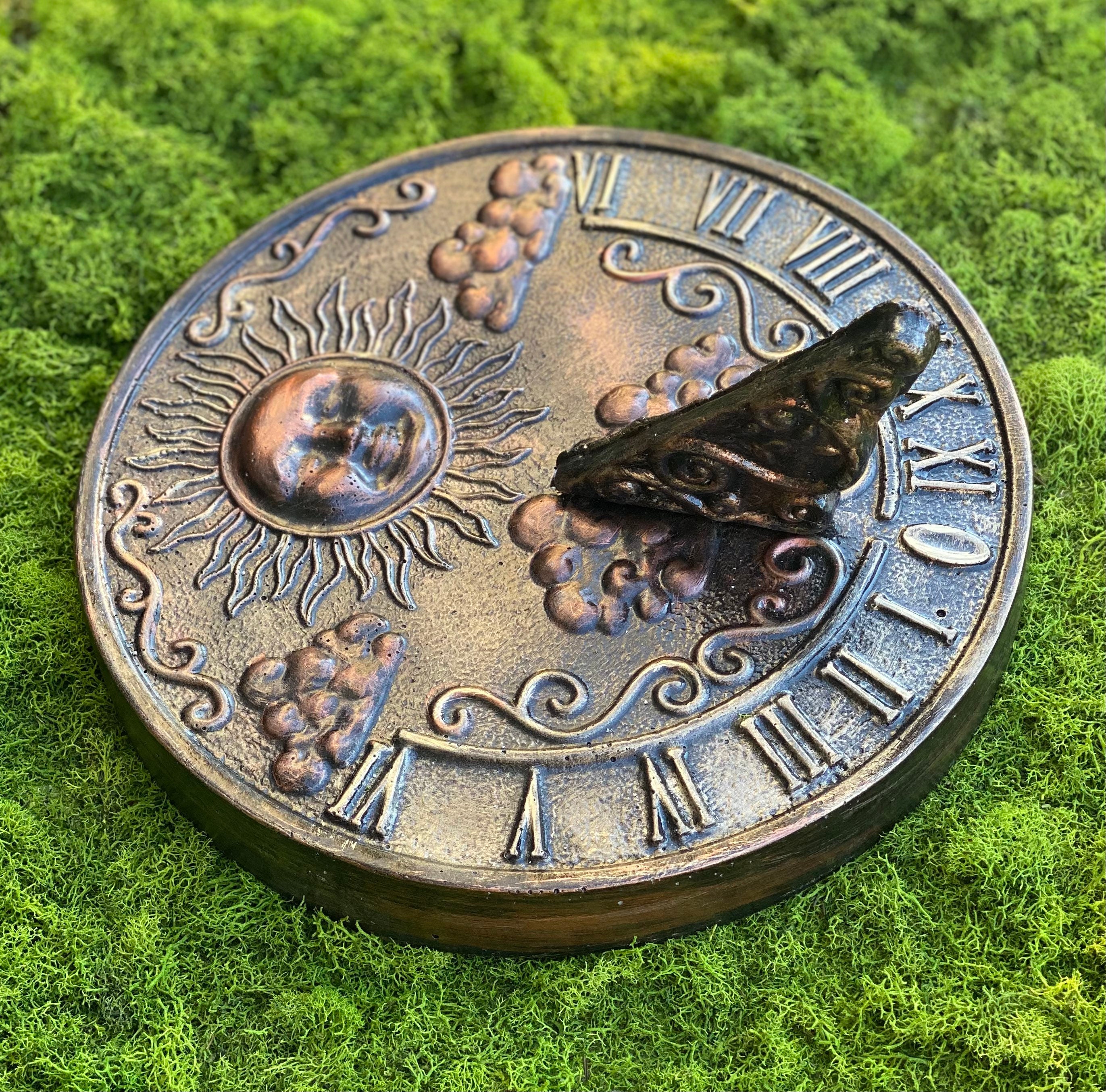 Sun & Cloud Sundial, Concrete Sundial, 10”across X1.5”thick, Garden ...