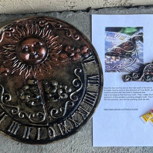 Sun & Cloud Sundial, Concrete Sundial, 10”across X1.5”thick, Garden Sundial, Garden Sculpture ...