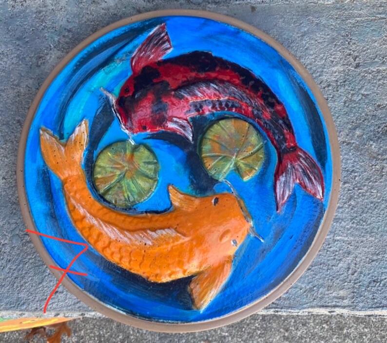 Koi fish stepping stone garden stone pond stone Japanese | Etsy