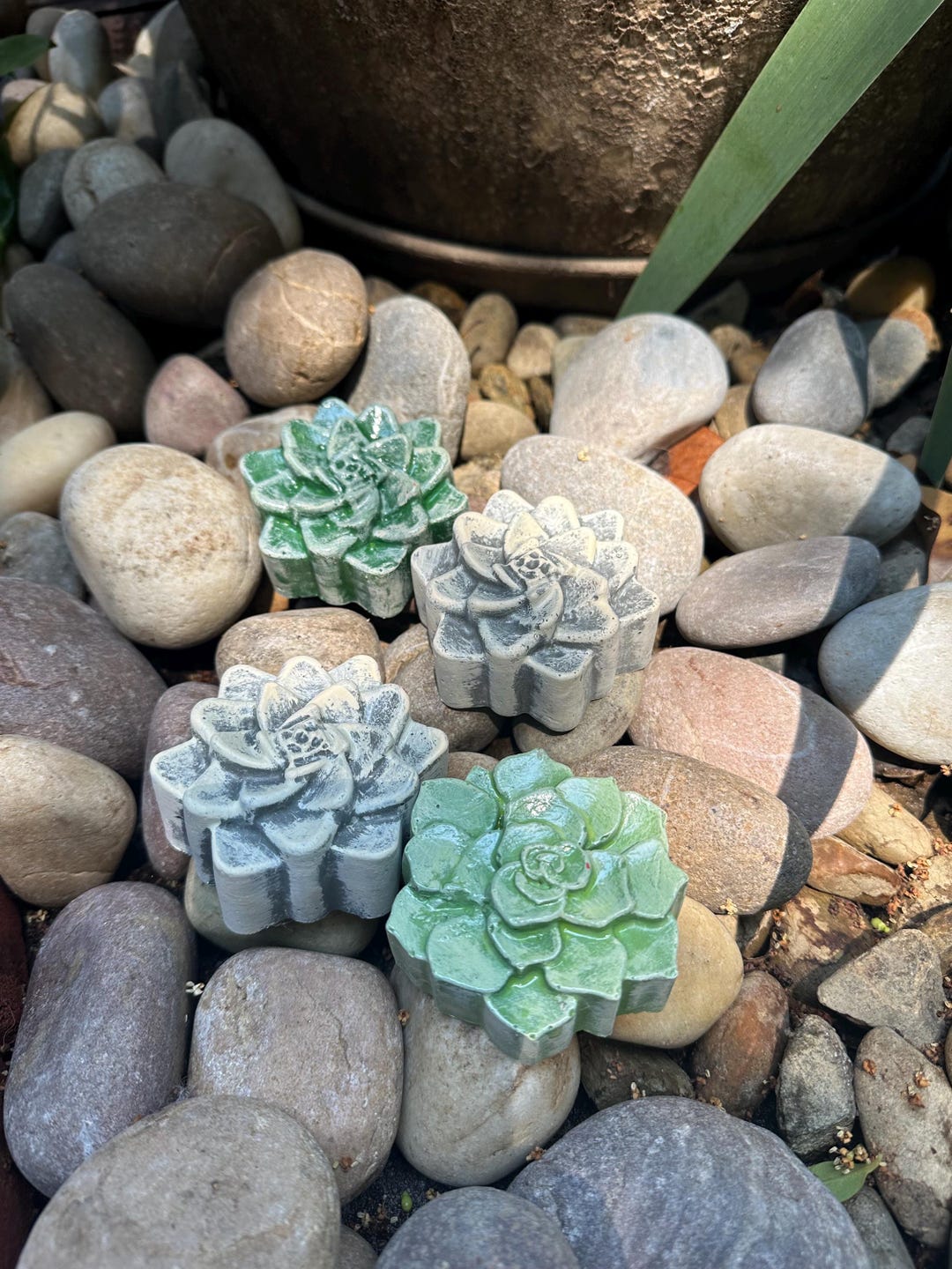 Set of 2 Concrete Flowers, Flower Garden, Flower Statue, Patio Accent ...