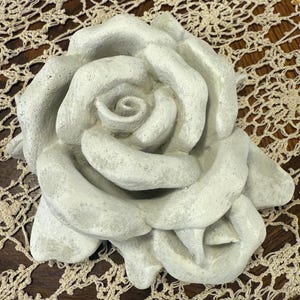 Concrete Rose Flower Statue, 6"x2", Cement Garden Statue, Handmade ...