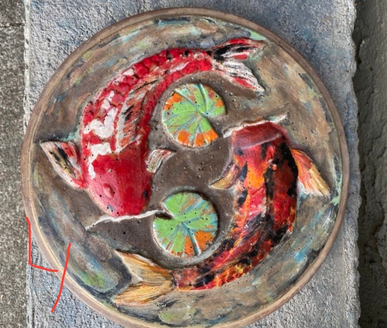 Koi fish stepping stone garden stone pond stone Japanese | Etsy