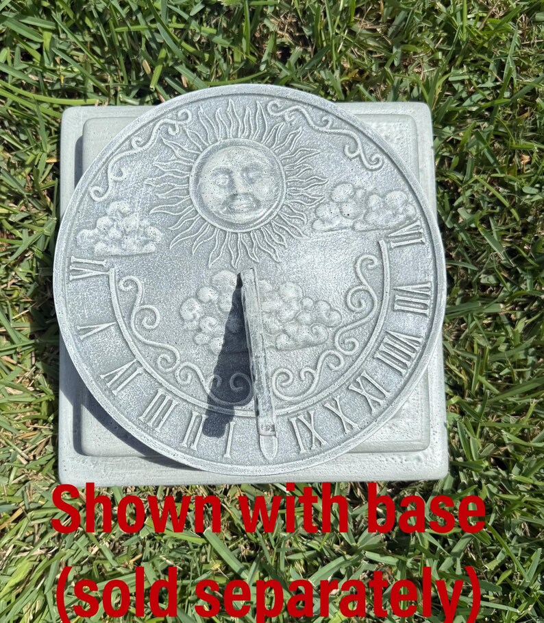 Garden Sundial Only, 10” Round, Sun & Clouds Roman Numeral Design ...
