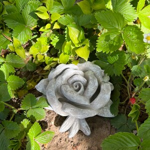 Concrete Rose Flower Statue, 6"x2", Cement Garden Statue, Handmade ...