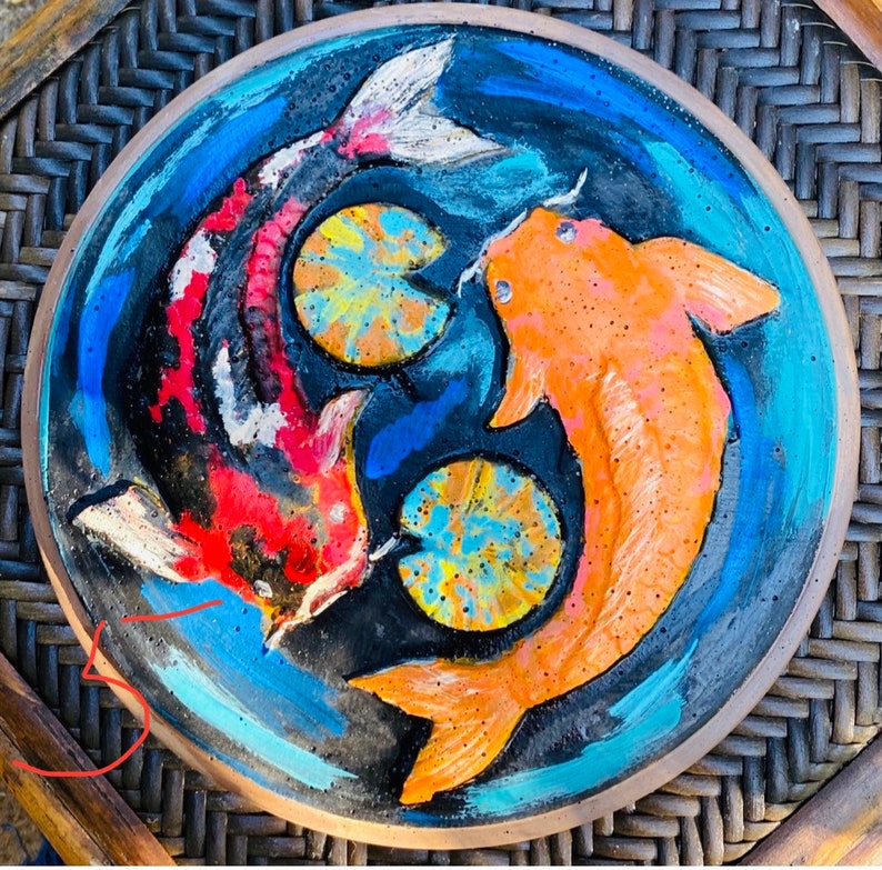 Koi fish stepping stone garden stone pond stone Japanese | Etsy