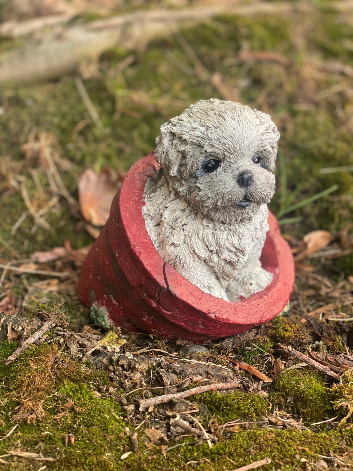 Concrete Dog Statue, Maltese Puppy Statue, Cockapoo Dog Garden, 6"x5"x5 ...