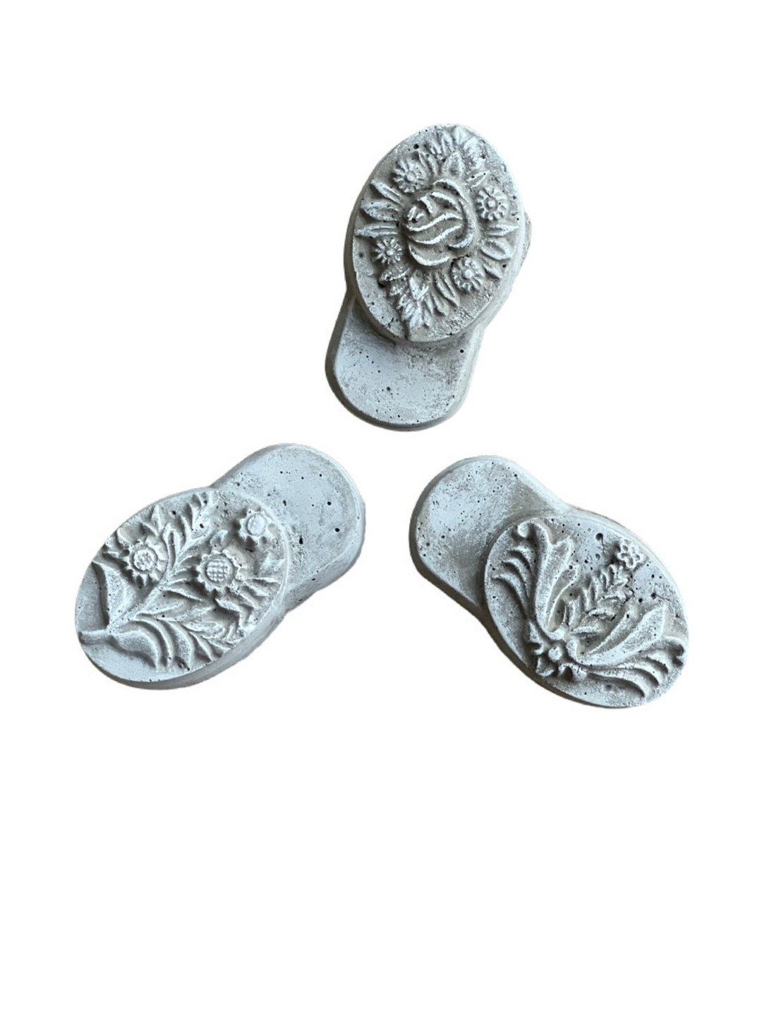 Floral Trio Concrete Planter Feet, Plant Pot Feet, Pot Risers, Garden ...