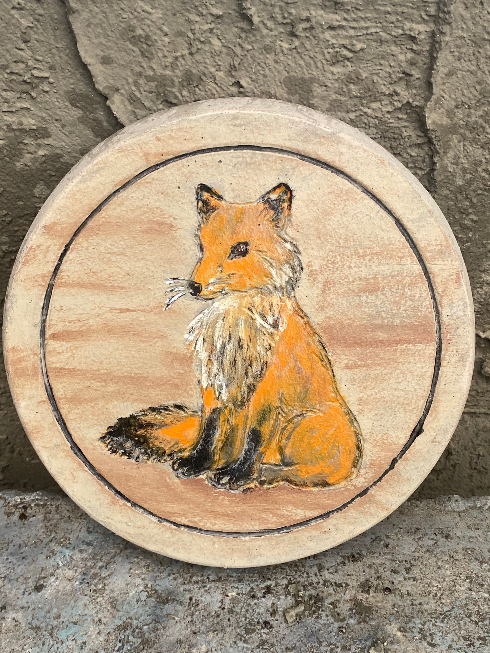 fox-stepping-stone-12-x-1-5-concrete-art-etsy