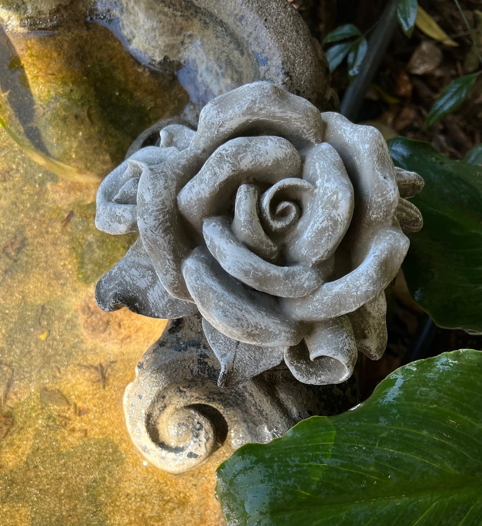 Concrete Rose Flower Statue, 6"x2", Cement Garden Statue, Handmade ...