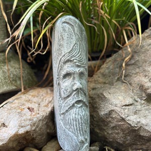 Concrete Log Face, 10"lx3"wx2", Tree Spirit, Garden Sculpture, Concrete ...