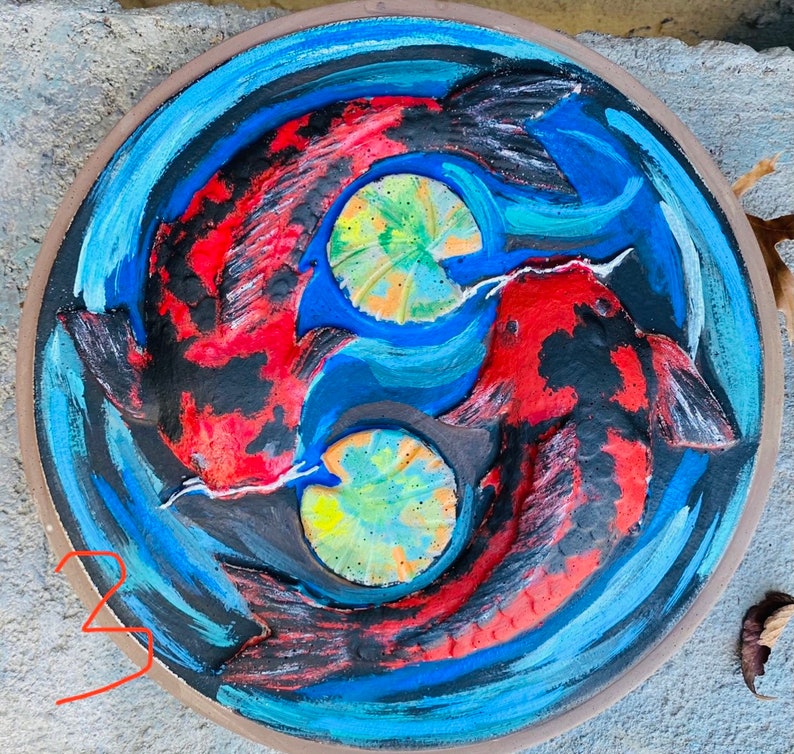 Koi fish stepping stone garden stone pond stone Japanese | Etsy