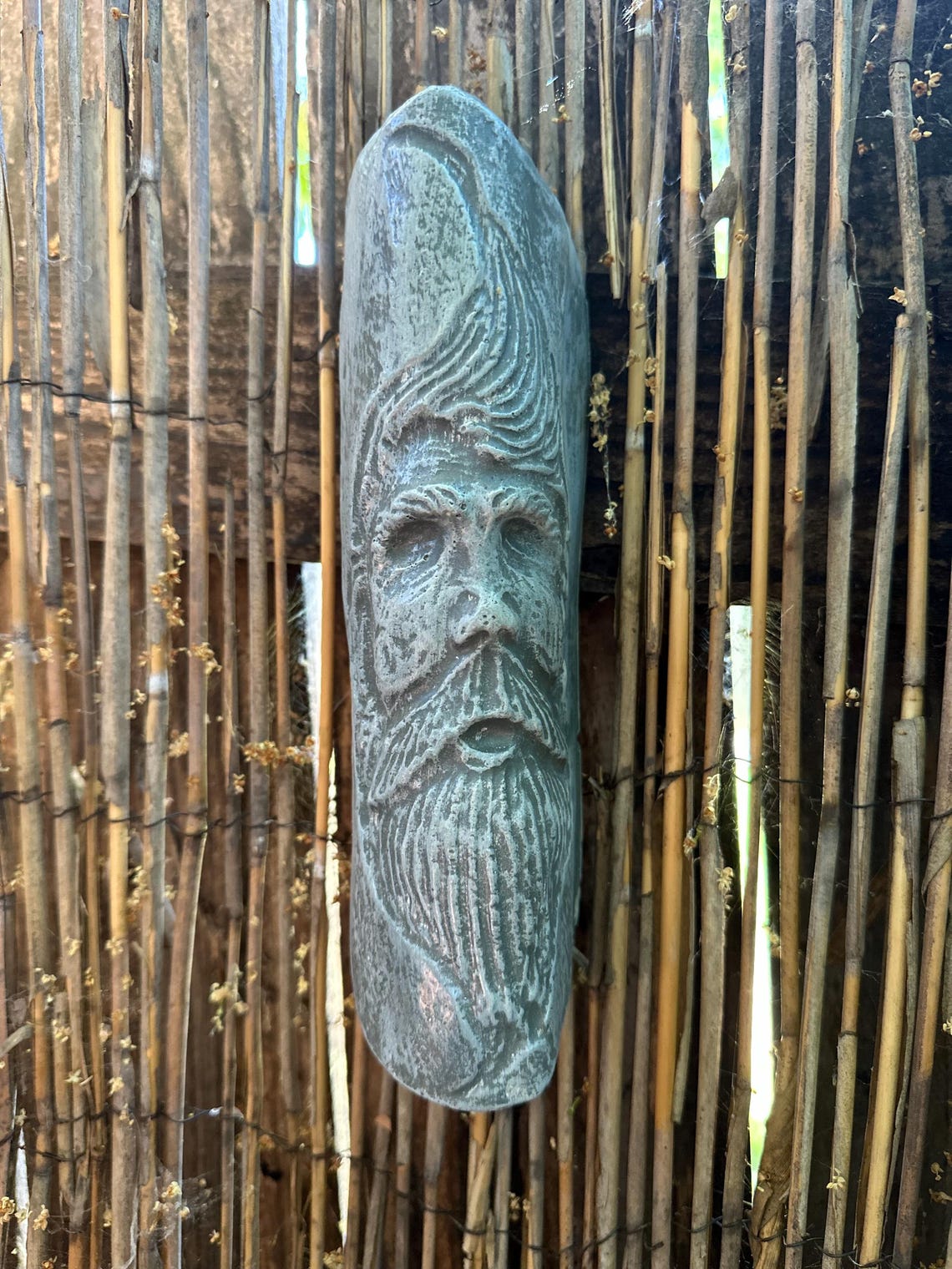 Concrete Log Face, 10"lx3"wx2", Tree Spirit, Garden Sculpture, Concrete ...