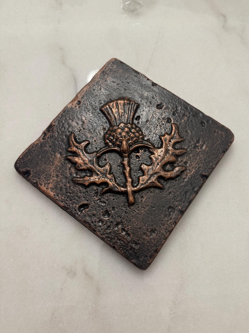Travertine Thistle Tile, Concrete Tile, Wall Plaque, Wall Art, Garden ...