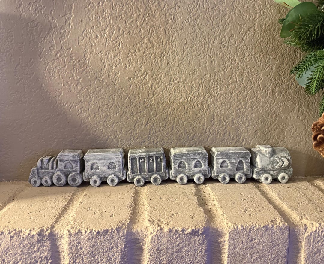 Concrete Train Set, Train Toy, Shelf Decor, Paint My Train, Kids Room ...