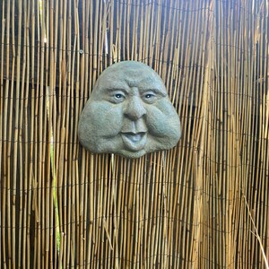 Concrete Garden Face, 9.5"x9", Cement Rock Face, Hanging Face, Garden ...