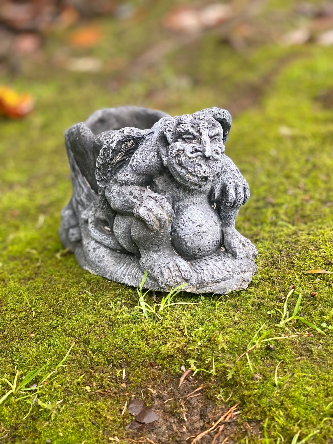 Concrete Gargoyle Planter, Gothic Succulent Pot, House Planter, Small ...