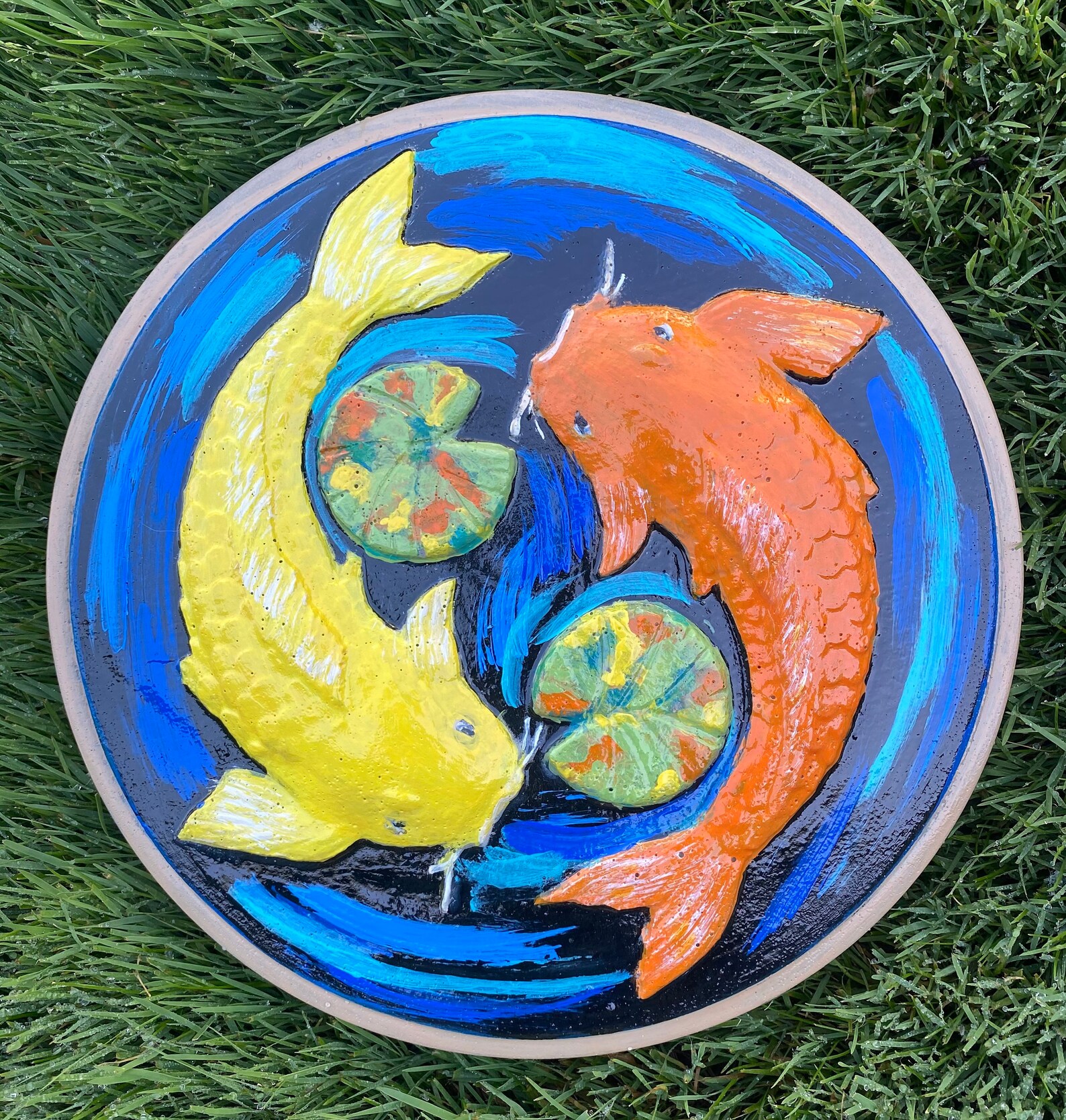 Koi Fish Stepping Stone Garden Stone Pond Stone Japanese - Etsy