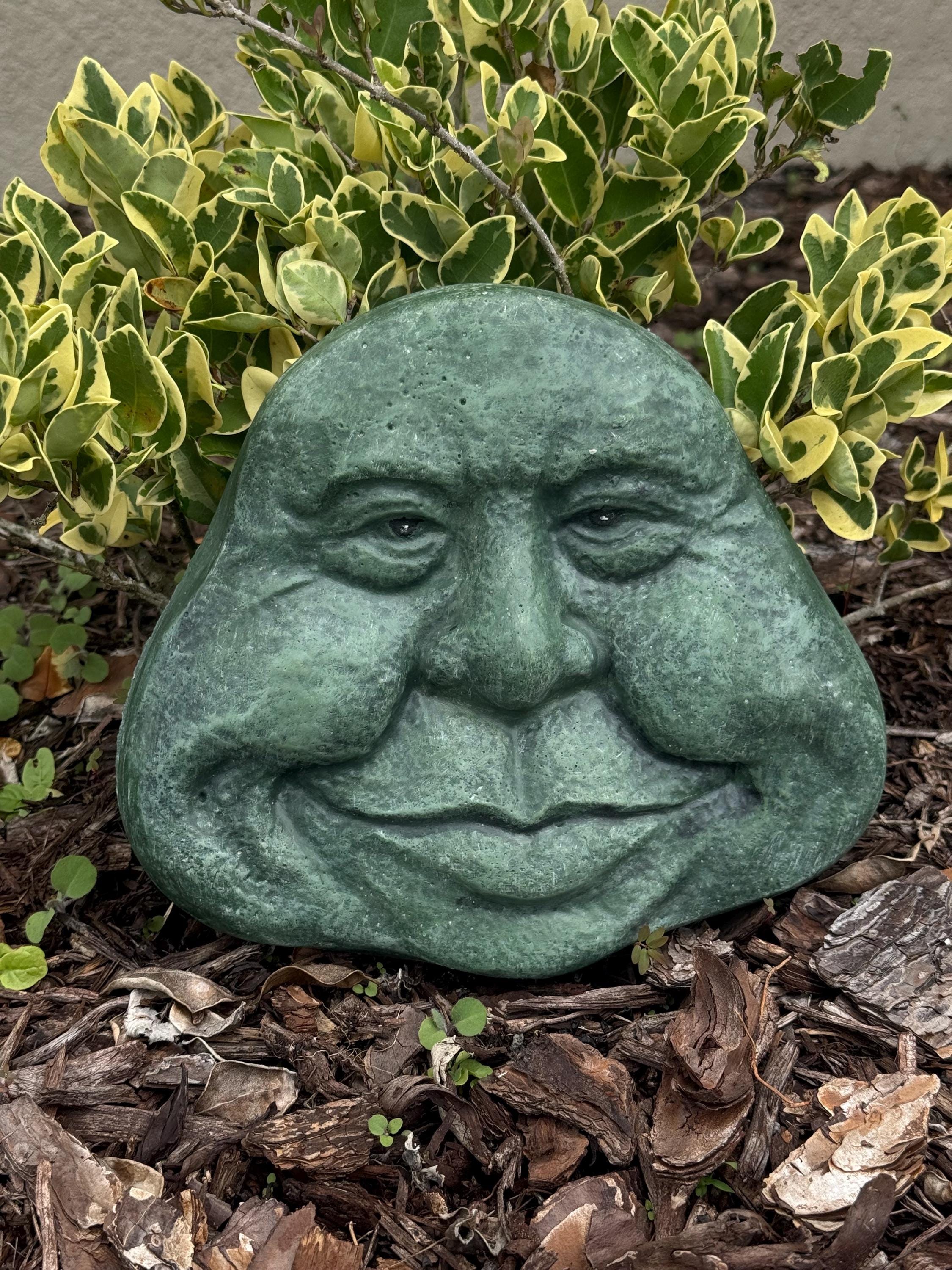 Green Man Face, 10"x8.5", Garden Face Décor, Cement Décor, Concrete Art ...